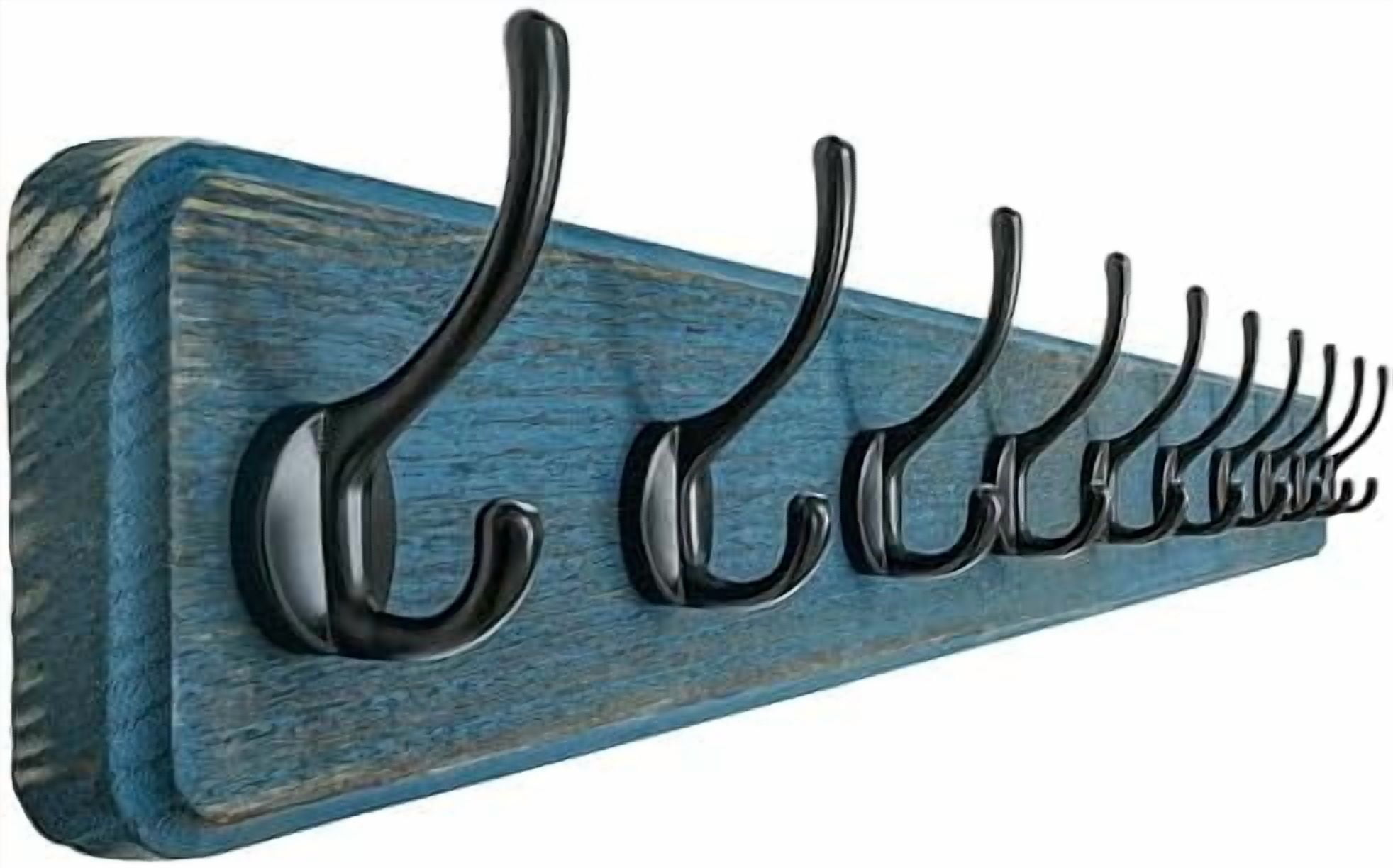 Coat Rack Wall: 38-1/4" Long, Patented, Heavy-Duty, 10-Double-Hooks ...