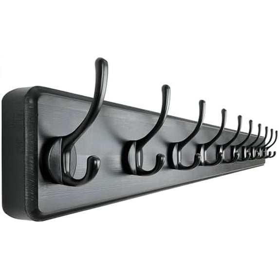 Coat Rack Wall: 38-1/4" Long, Patented, Heavy-Duty, 10-Double-Hooks ...