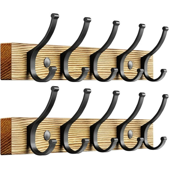 Coat Rack Wall Mount, 16.5 Inches Wood Coat Hooks Wall Mount, Wall Coat ...