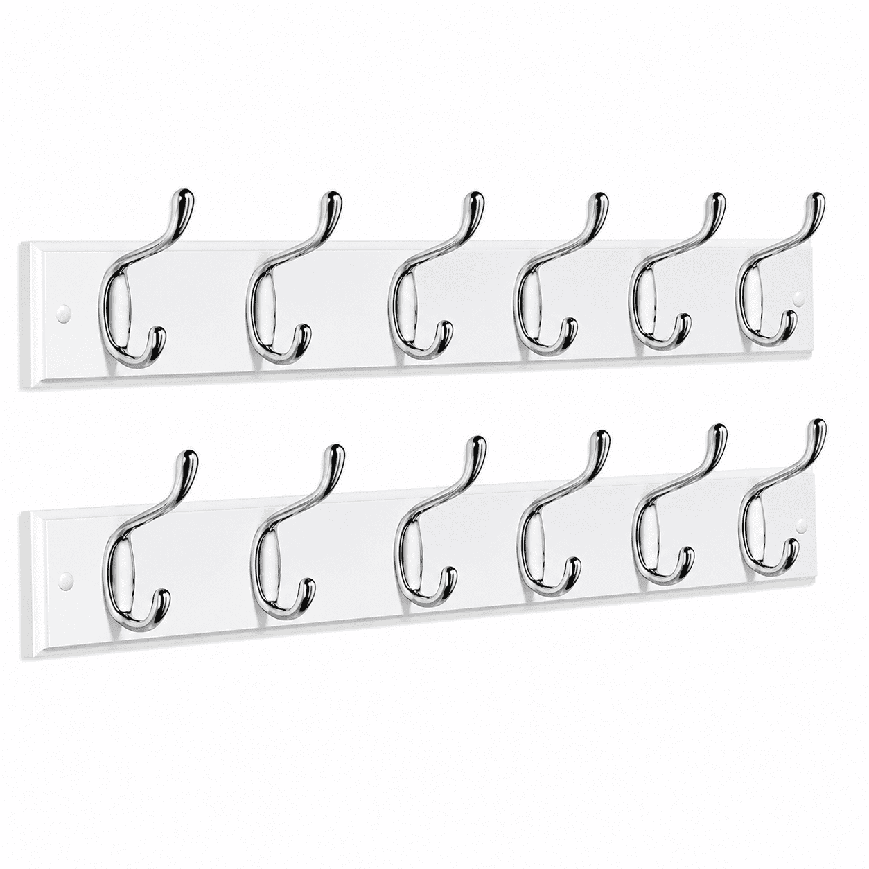 Coat Rack Wall Mount 2 Pack, 27 Inch Wooden Coat Hooks with 6 Metal ...