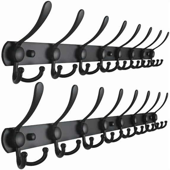 Coat Rack Wall Mount - 29.5” Long 8-Tri-Hooks Heavy Duty Coat Hanger ...