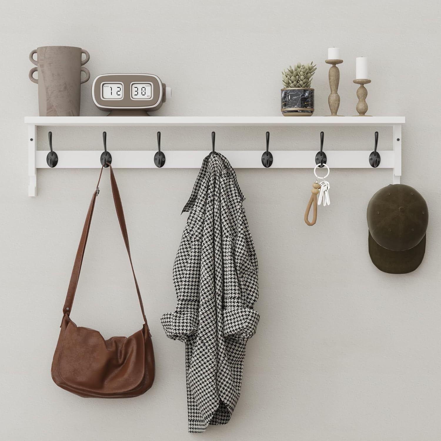 Coat Rack Wall Mount, 35 Inch Large Coat Hooks Wall Mounted with 7 Dual ...