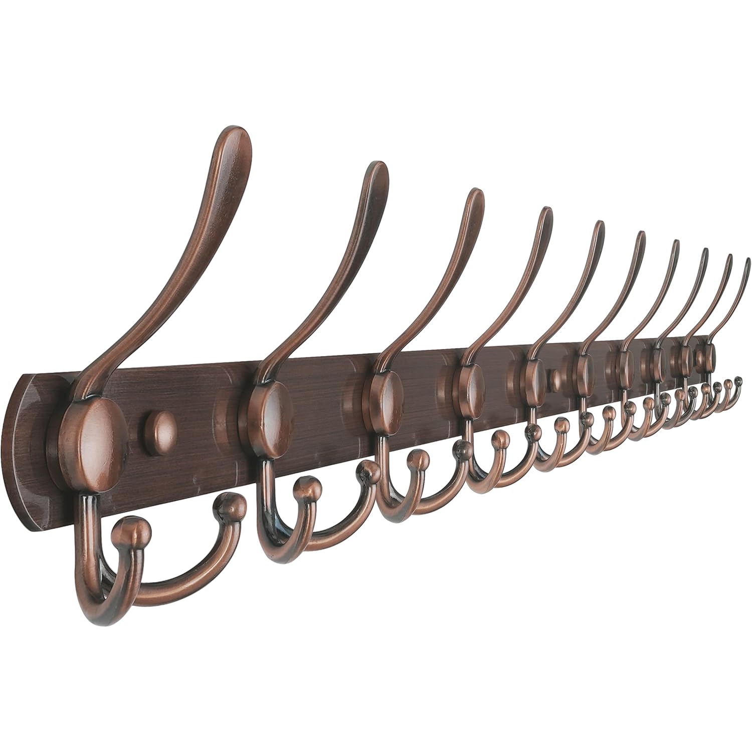 Coat Rack Wall Mount - 38” Long 10-Tri-Hooks Heavy Duty Coat Hanger ...