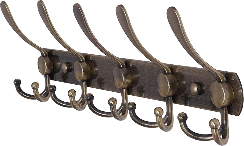Coat Rack Wall Mount - 38” Long 10-Tri-Hooks Heavy Duty Coat Hanger ...