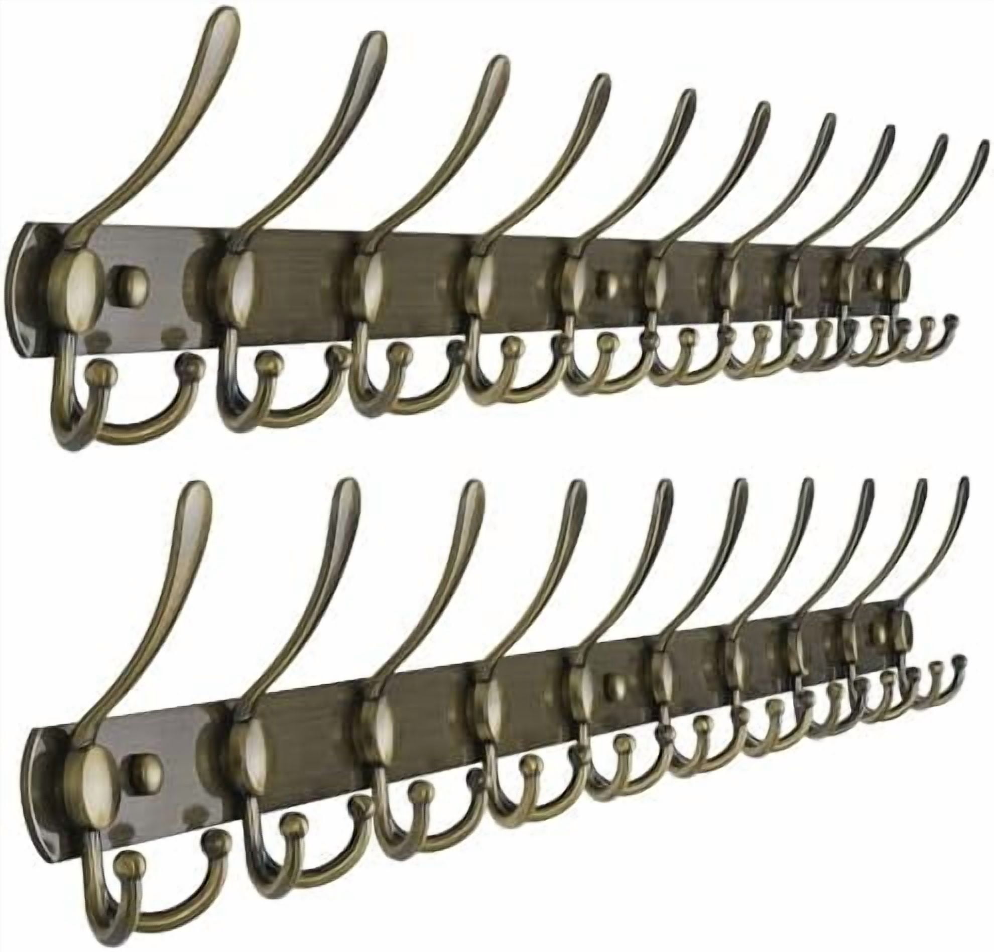 Coat Rack Wall Mount - 38” Long 10-Tri-Hooks Heavy Duty Coat Hanger ...
