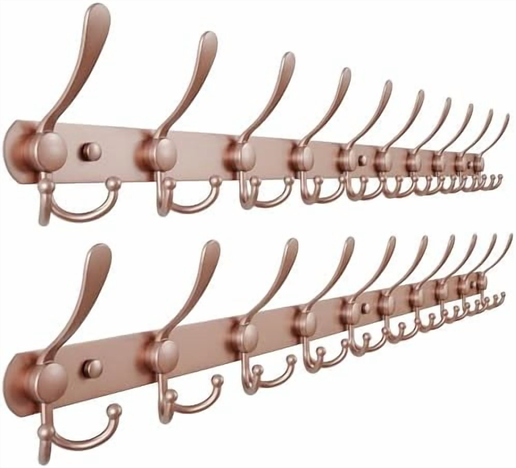 Coat Rack Wall Mount - 38” Long 10-Tri-Hooks Heavy Duty Coat Hanger ...