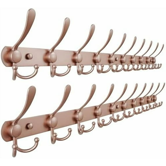 Coat Rack Wall Mount - 38” Long 10-Tri-Hooks Heavy Duty Coat Hanger ...