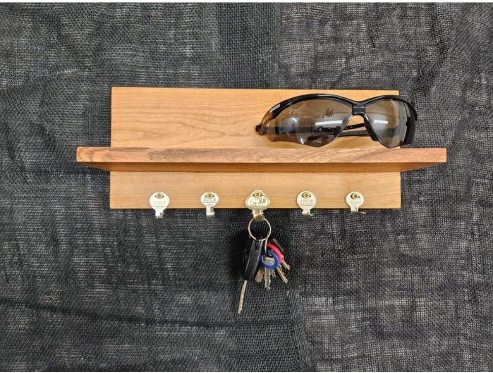 Coat Rack Wall Mount, Cherry Key Rack, Key Holder, Entryway Organizer ...