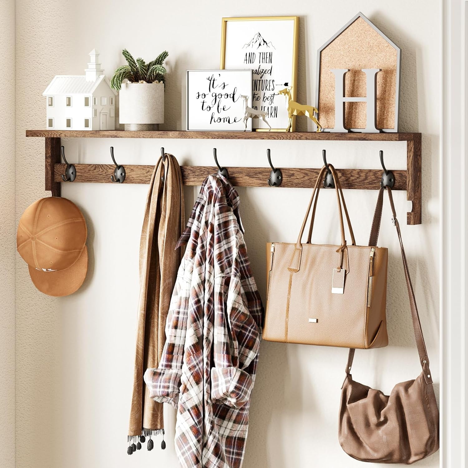 Coat Rack Wall Mount, 35 Inch Extra Long Wall Hooks with Hanging ...