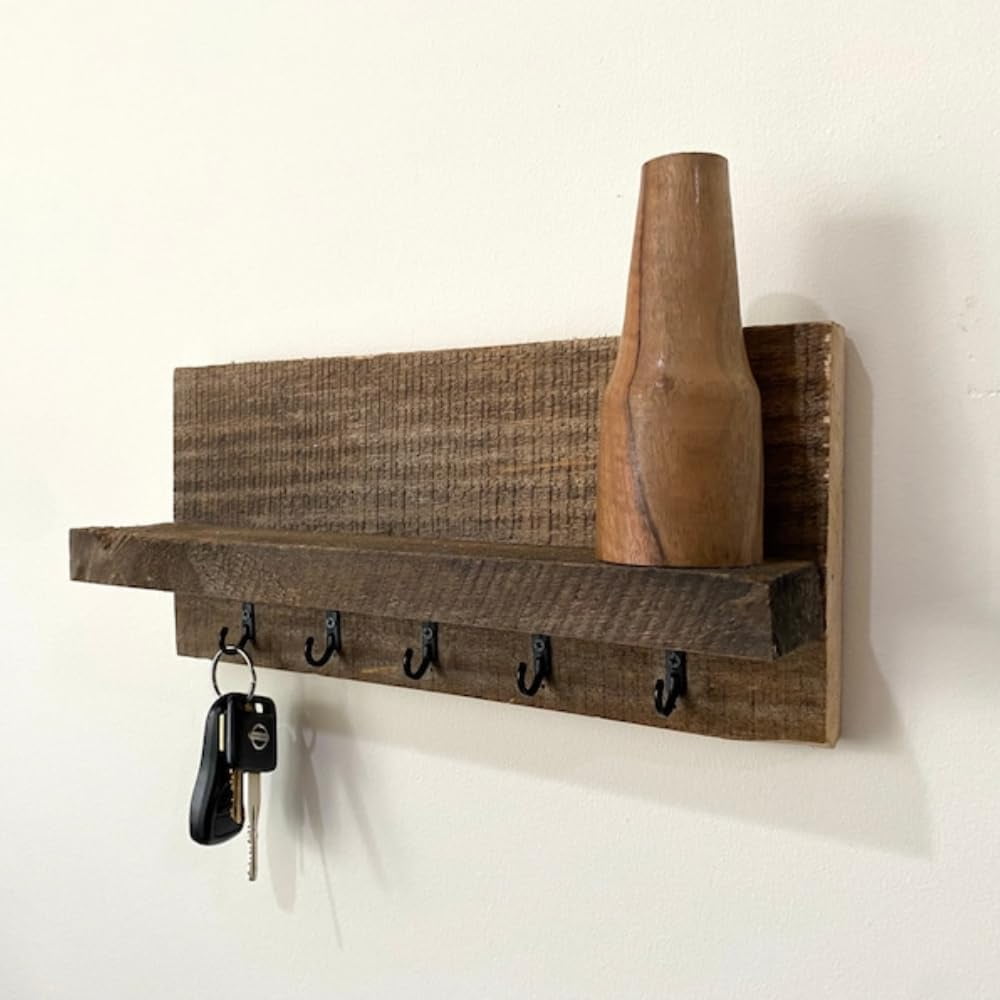Coat Rack Wall Mount, Wood Wall Mount Key Holder, Mail and Key Holder ...
