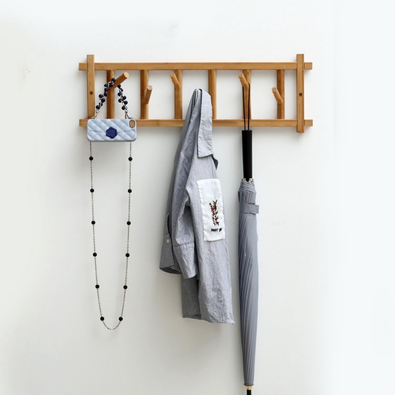 Coat Rack Wall Mount with 6 Swivel Hooks, Behind The Door Storage No ...