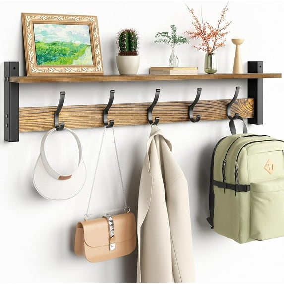Coat Rack Wall Mount with Shelf, 29 Inch Coat Hanger Walls Mounted, Hat ...