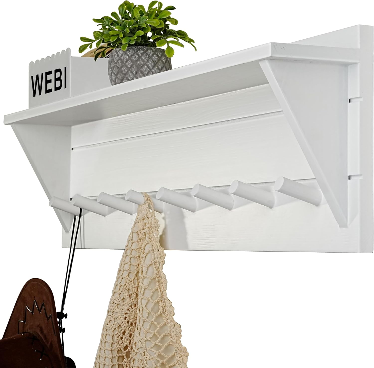 Coat Rack Wall Mount with Shelf,8 Peg Hooks,34" Long Entryway Shelf ...