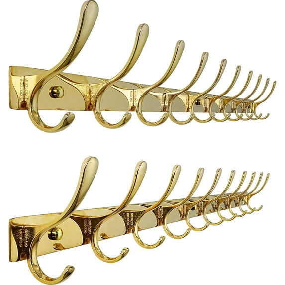 Coat Rack Wall Mounted - 10 Hooks, Heavy Duty, Stainless Steel, Metal ...