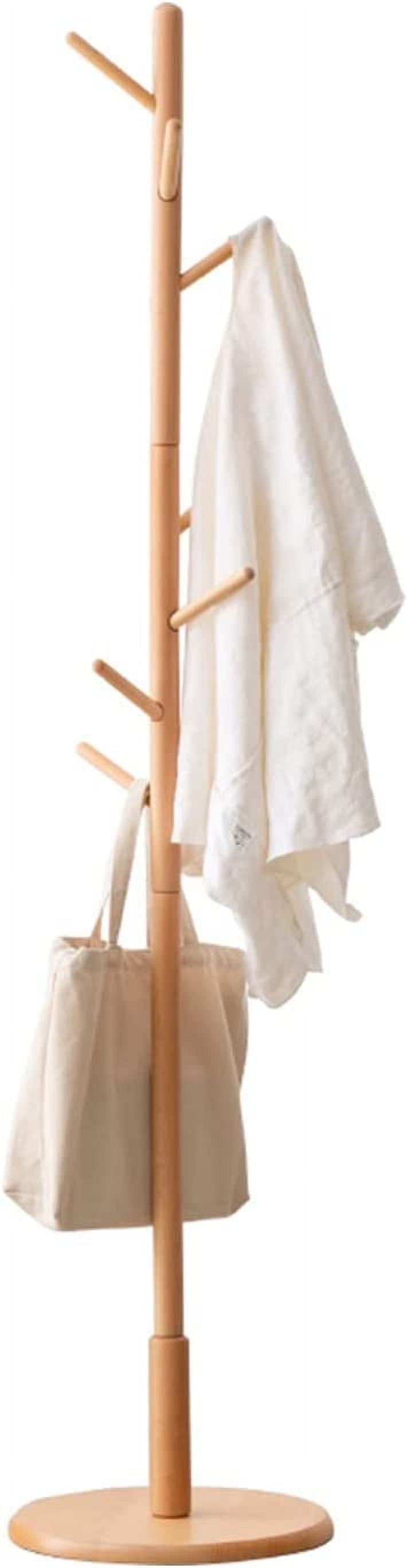 Coat Rack Wall Mounted, 100% Solid Beech Wood Vertical Coat Rack w/Tree ...