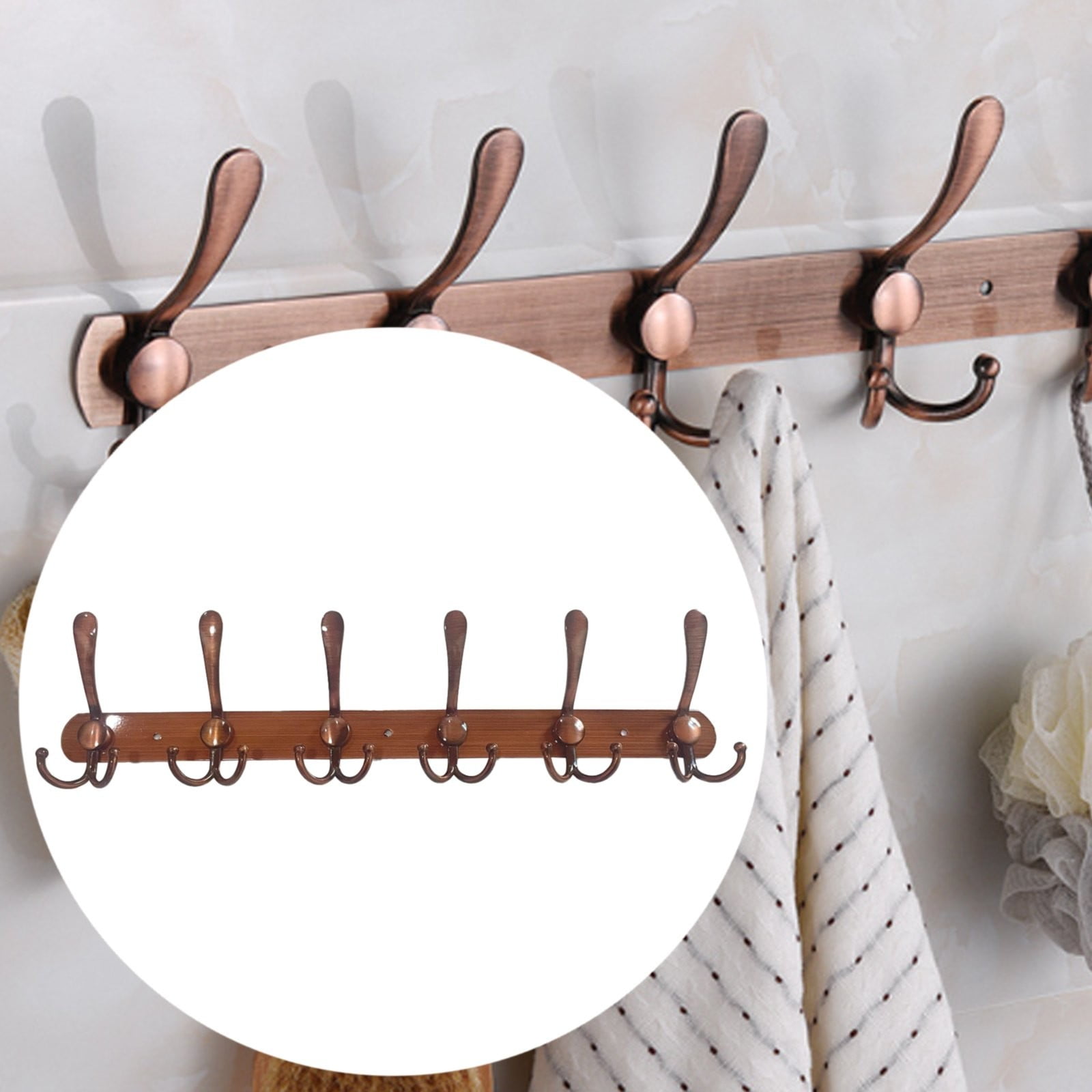 Coat Rack Wall Mounted 5/6 Hooks Stainless Heavy Duty Coat Hook Rail ...