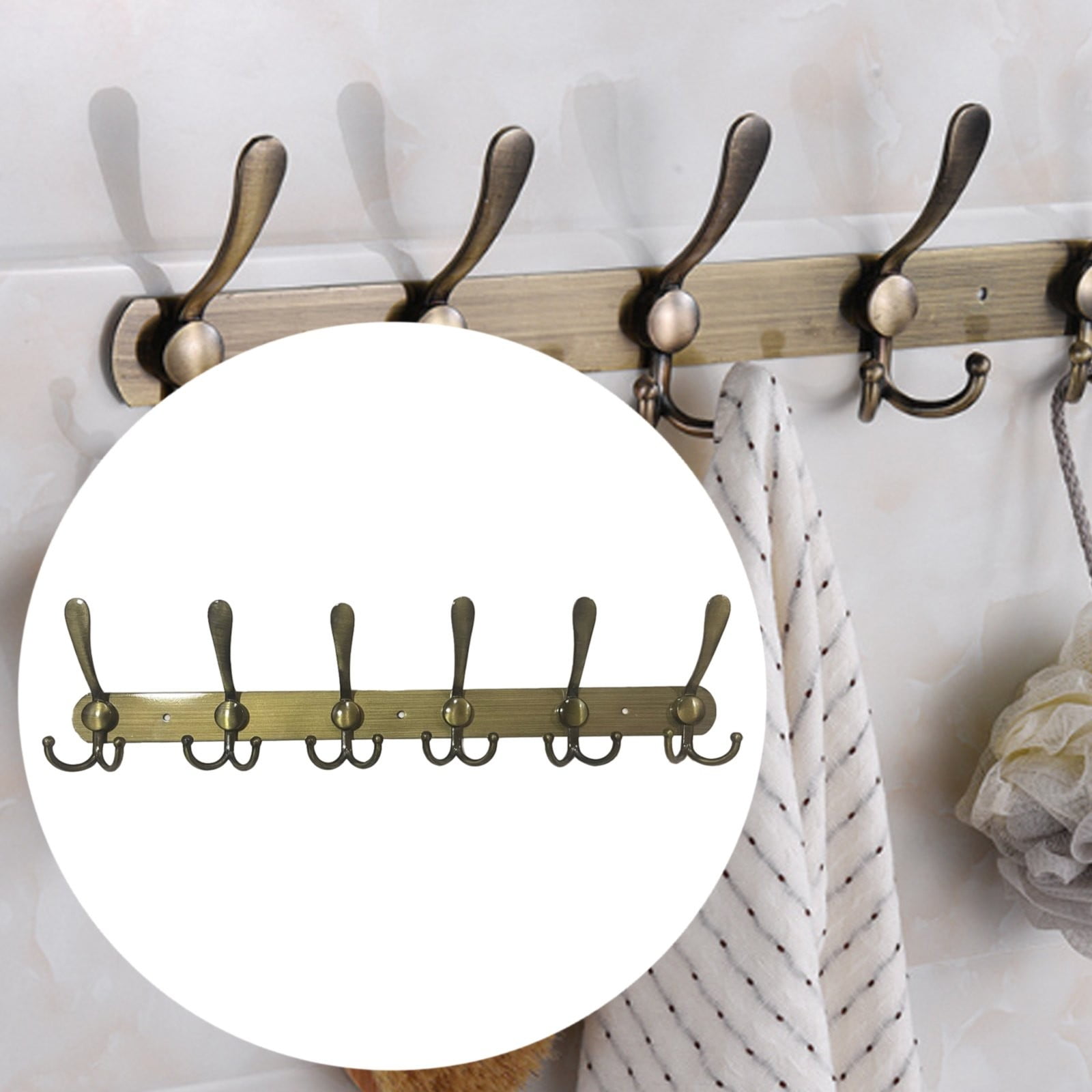 Coat Rack Wall Mounted 5/6 Hooks Stainless Heavy Duty Coat Hook Rail ...