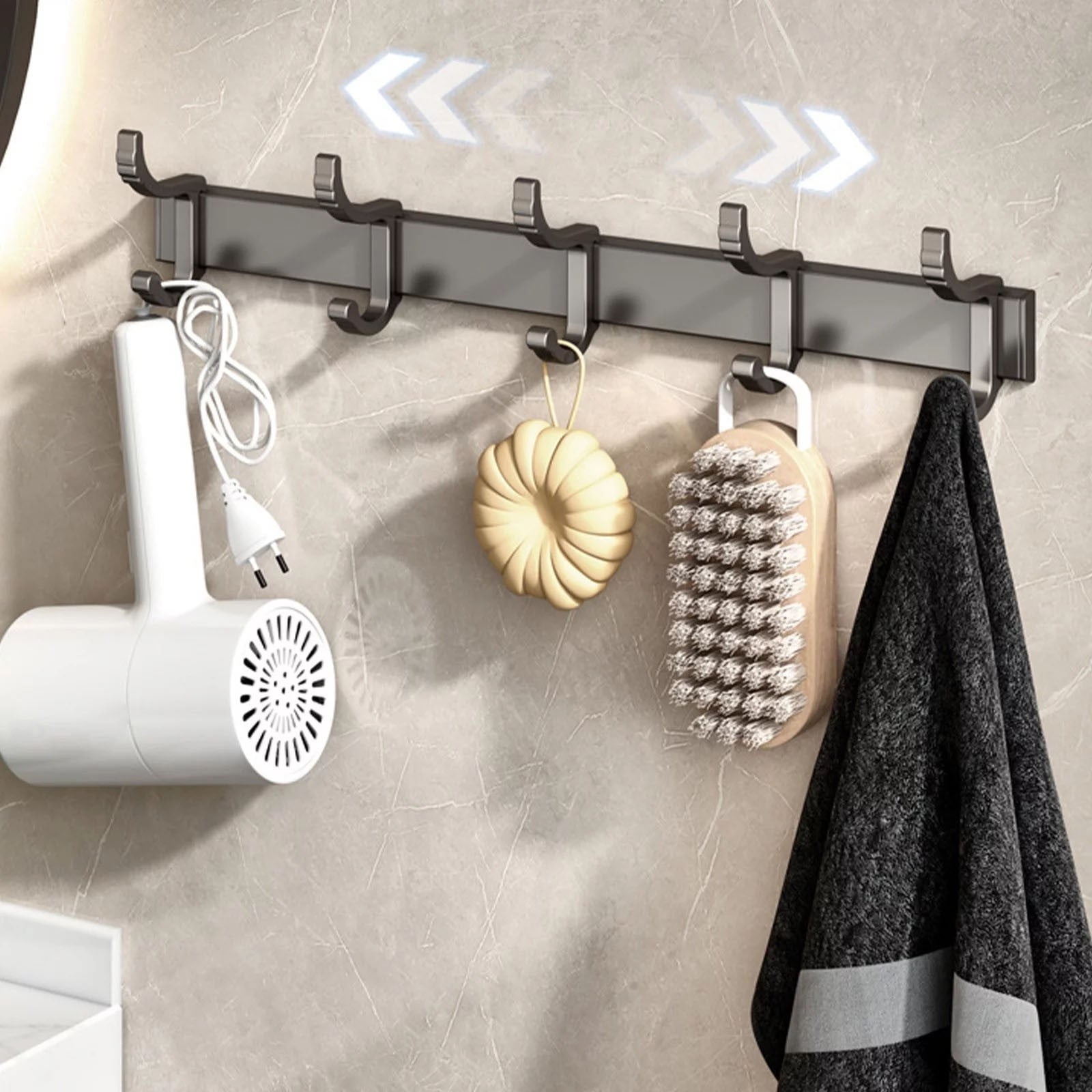 Coat Rack Wall Mounted 5 Hooks Heavy Duty Stainless Aluminum Metal Coat ...