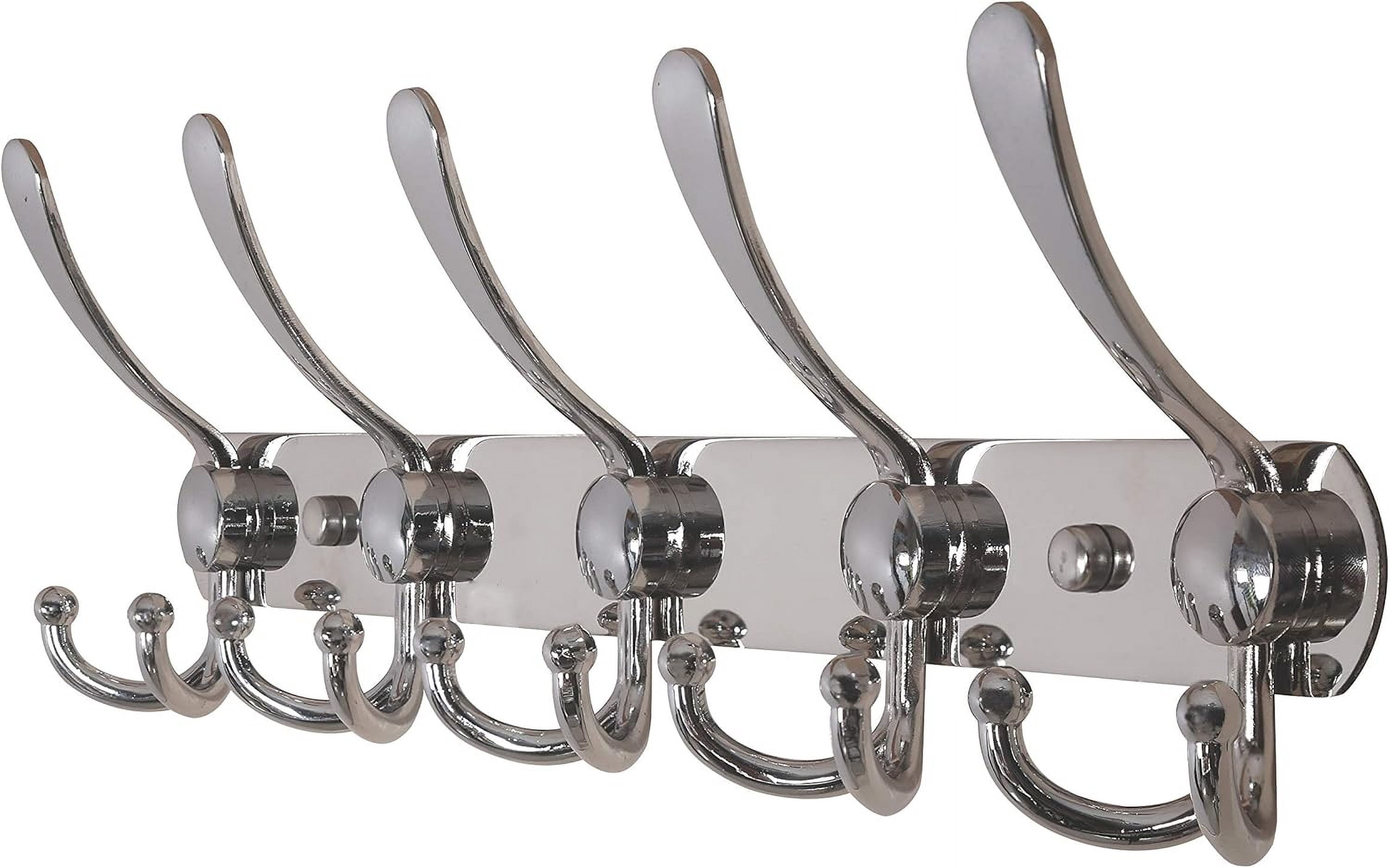 Coat Rack Wall Mounted - 5 Tri Hooks, Heavy Duty, Stainless Steel ...