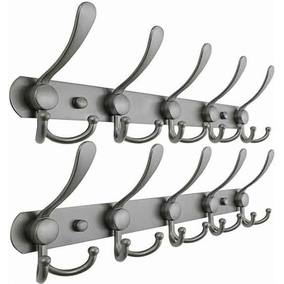 Coat Rack Wall Mounted - 5 Tri Hooks, Heavy Duty, Stainless Steel ...