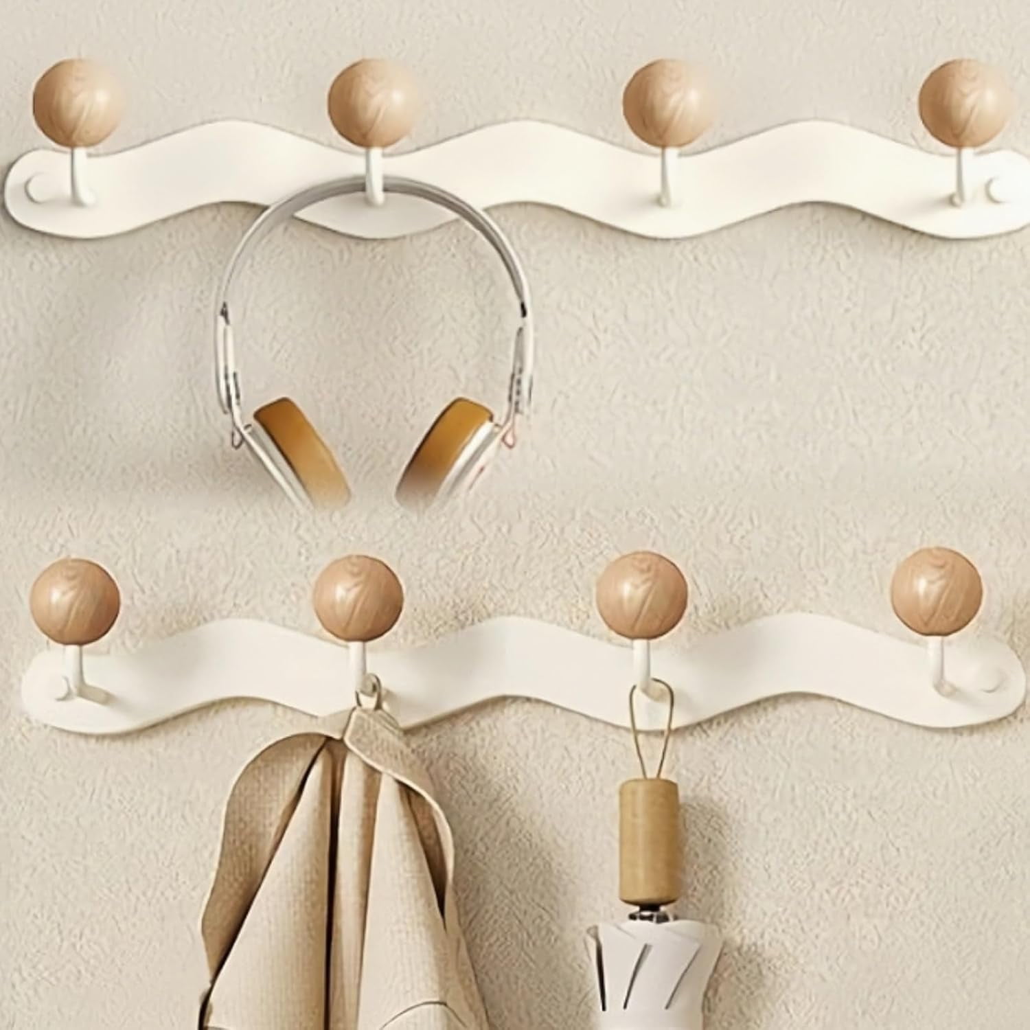 Coat Rack Wall Mounted,White Coat Hooks Adhesive & Screw in,Anti-Tear ...