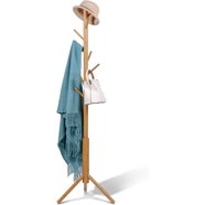 VASAGLE Solid Wood Coat Rack - Tree-Shaped, Free Standing, 8 Hooks, 3 ...