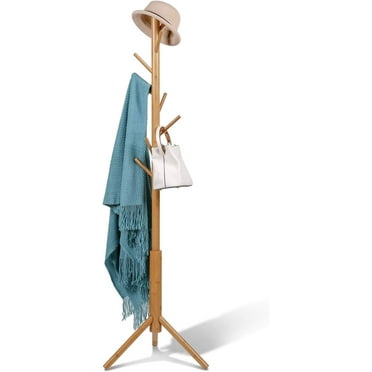 VASAGLE Solid Wood Coat Rack - Tree-Shaped, Free Standing, 8 Hooks, 3 ...