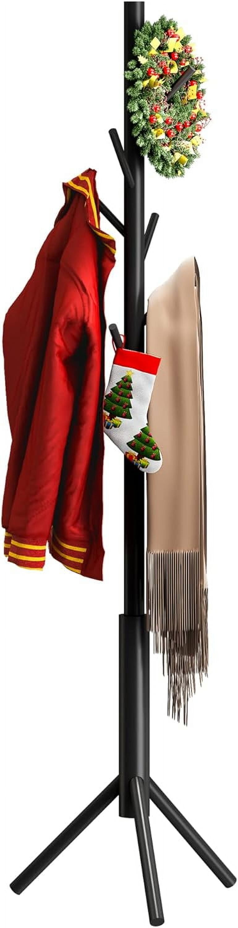 Coat Rack freestanding Stand Bamboo Wooden Coat Tree 8 Hooks 3 ...