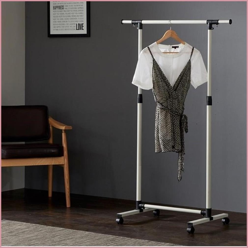 Coat Rack with Adjustable Height & Bottom Shelf | Heavy Duty Rolling ...