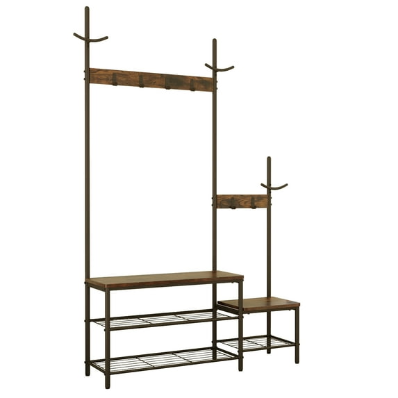 Coat Racks Hall Tree Coat Rack Shoe Bench, Industrial Design, 3-in-1 ...