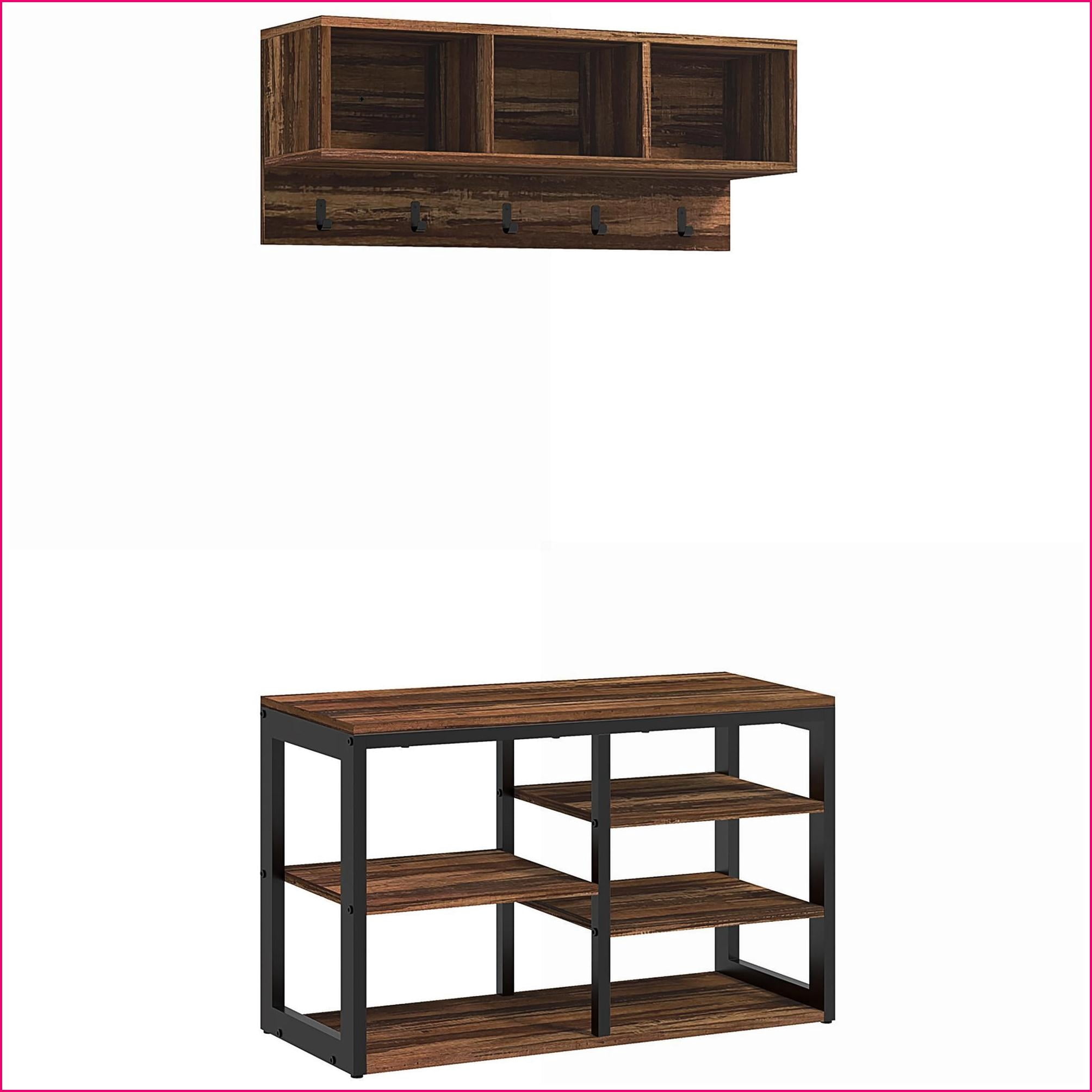 Coat Racks for Entryway with Shoe Bench, 5-Hook Hall Tree with 10-Pair ...