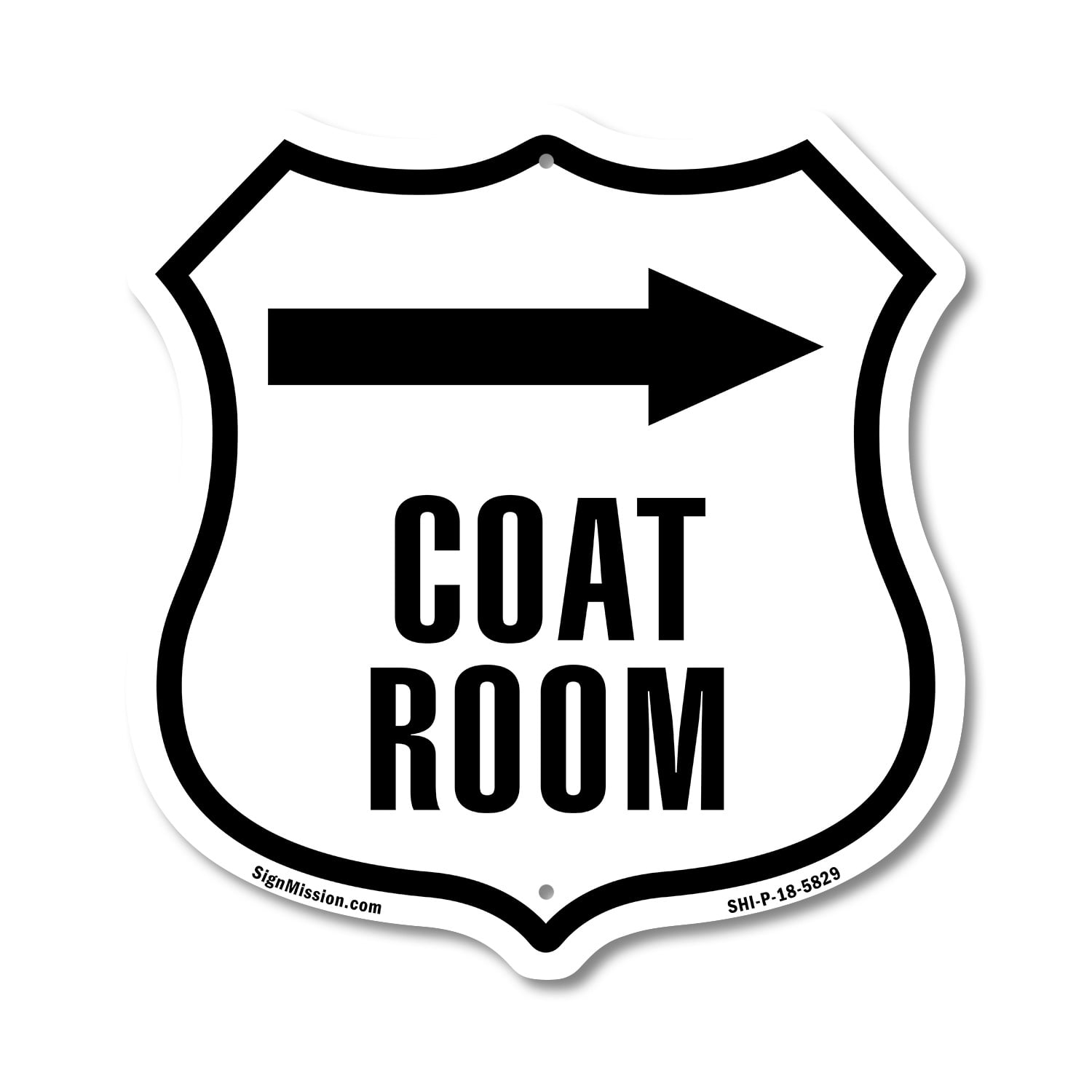 Coat Room Right (2 Pack) 12 inch X 12 inch Shield Shaped Commercial ...