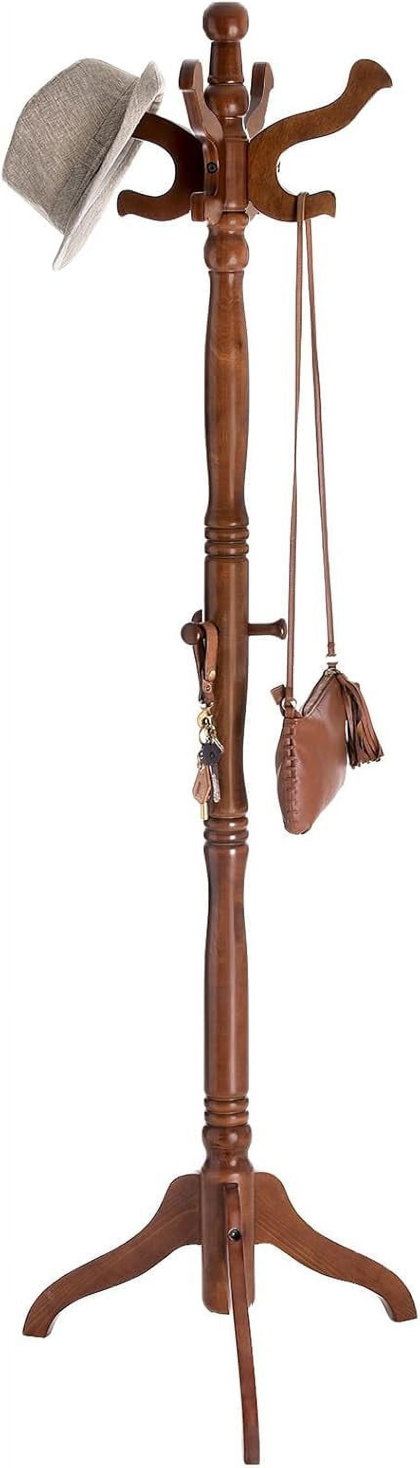 Coat Stand, Solid Wood Freestanding Coat Rack with 11 Hooks, Hall Tree ...