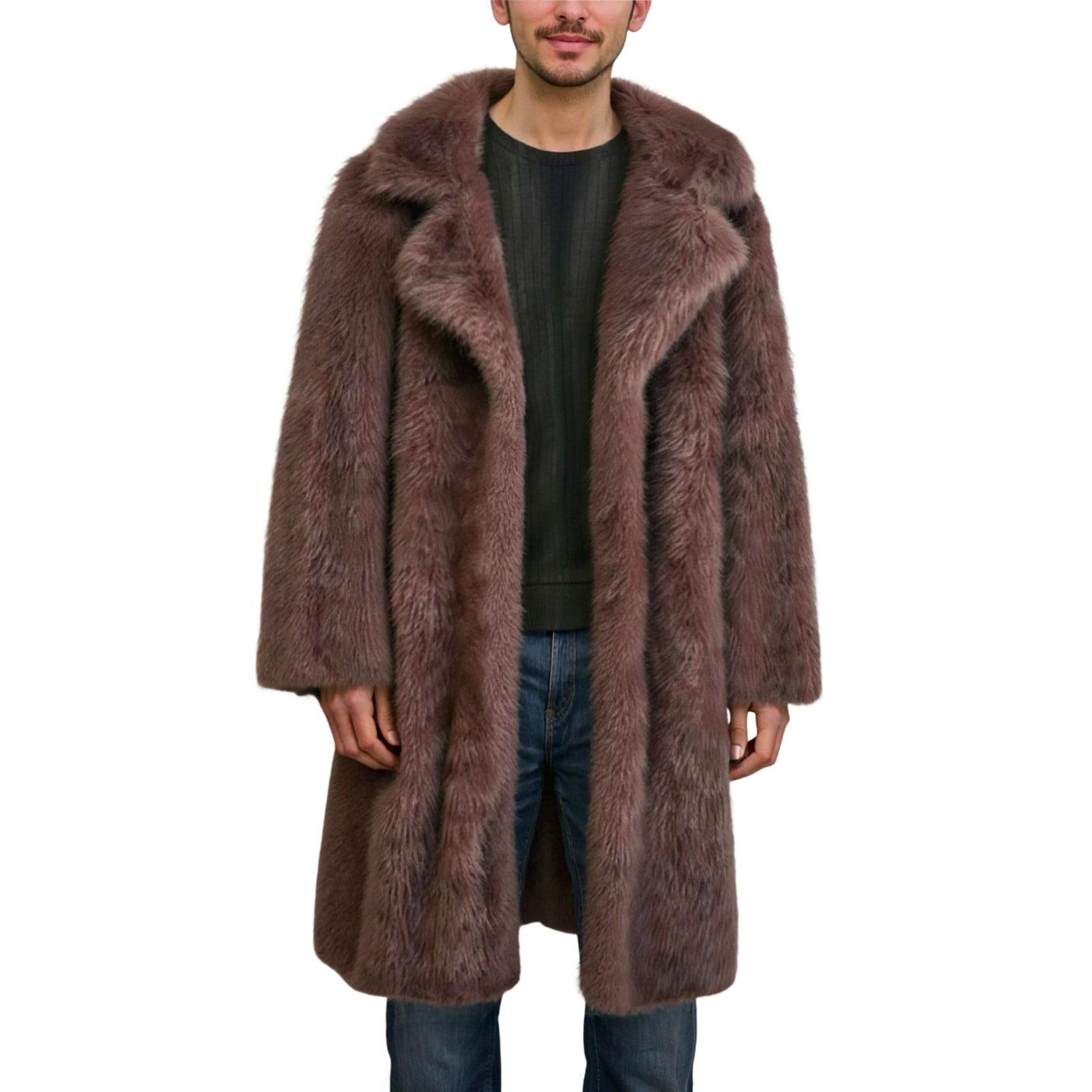 Coat for man Longline Opulent Notch Lapel Overcoat Pile Fabric Elegant ...