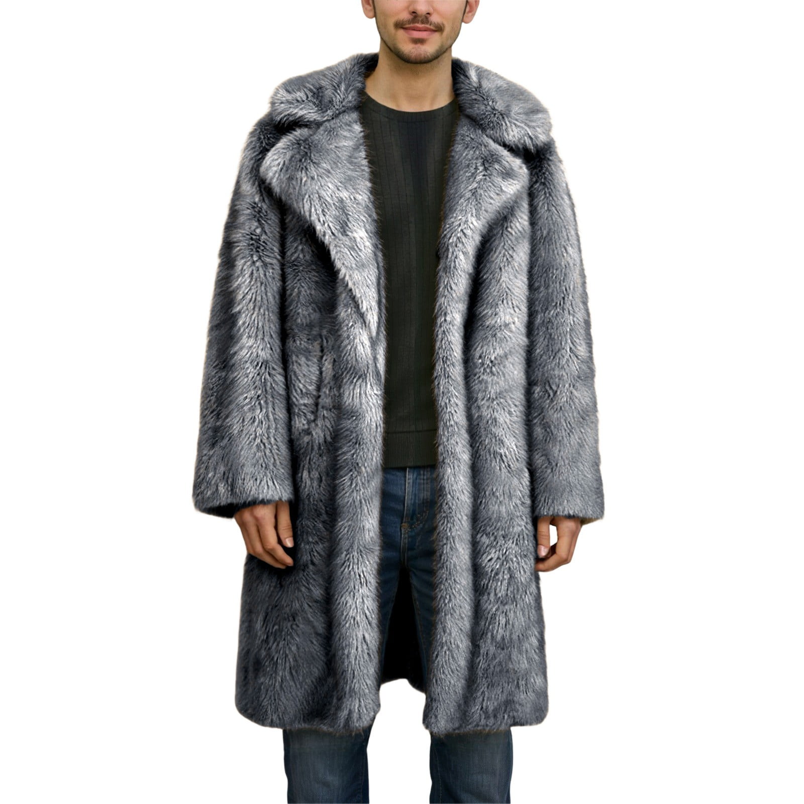 Coat for man Longline Opulent Notch Lapel Overcoat Pile Fabric Elegant ...