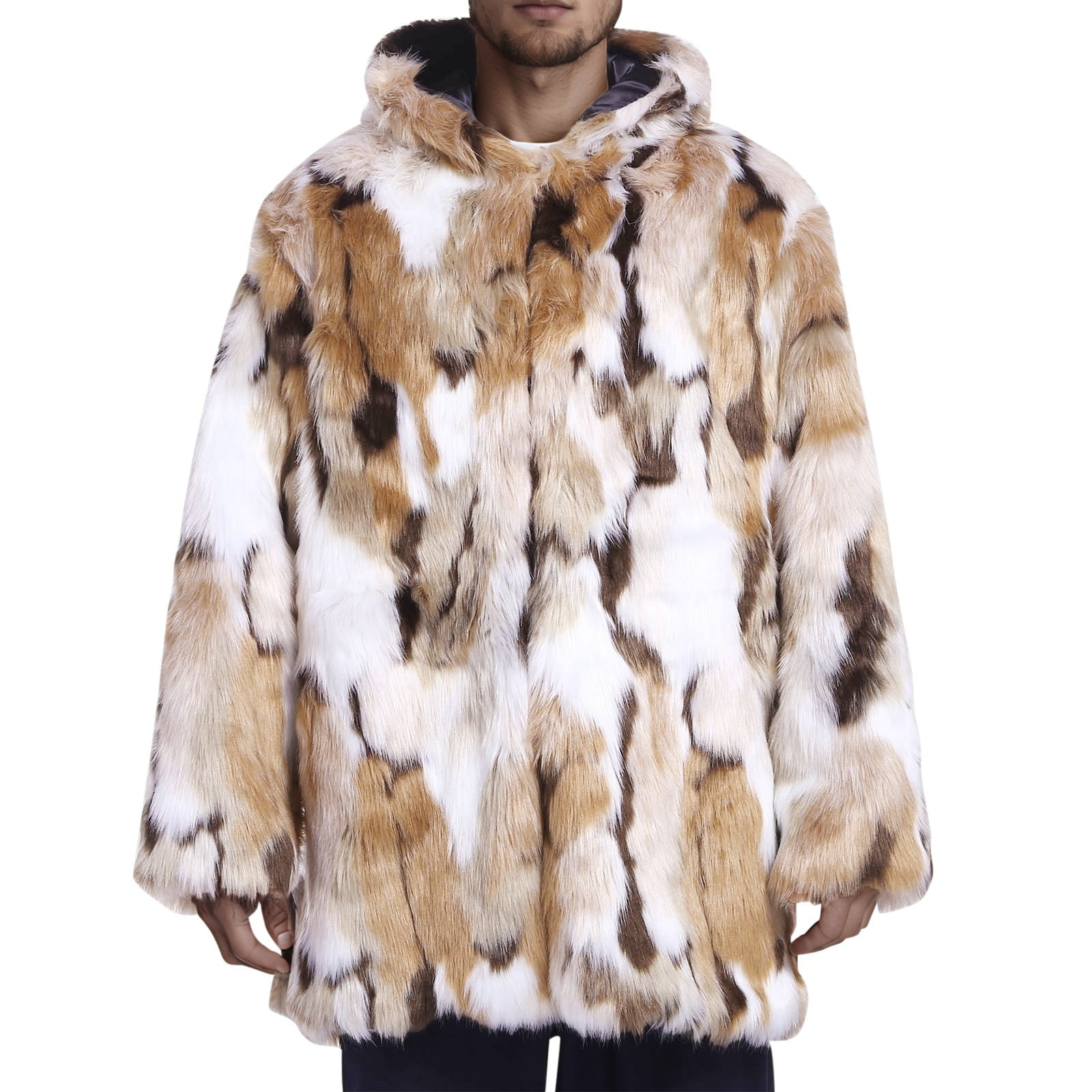 Coat for man Men's Fashion Leopard Print Hooded Winter Coat Warm Loose ...