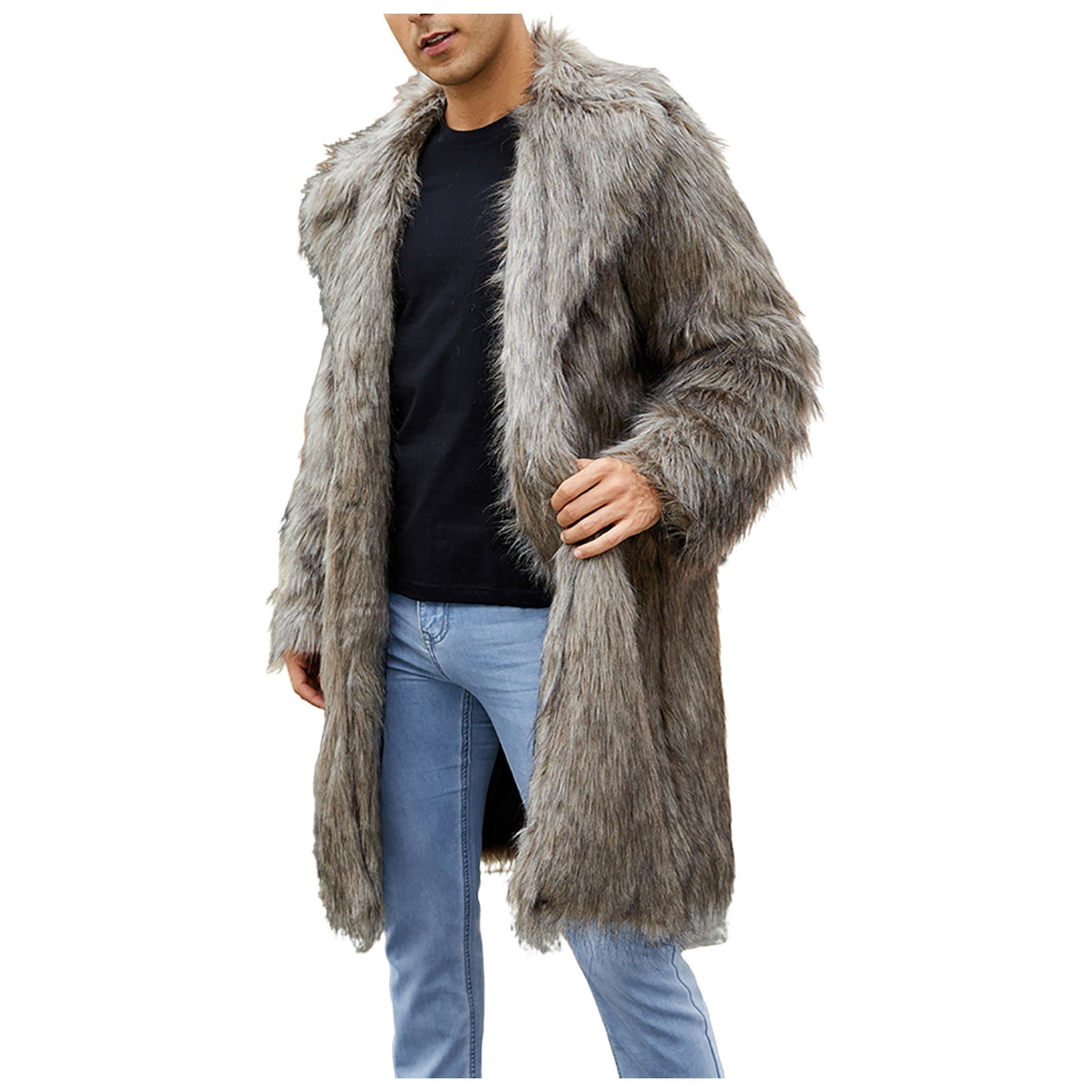 Coat for man Men's Long Overcoat Winter Jacket Warm Turn Down Collar ...