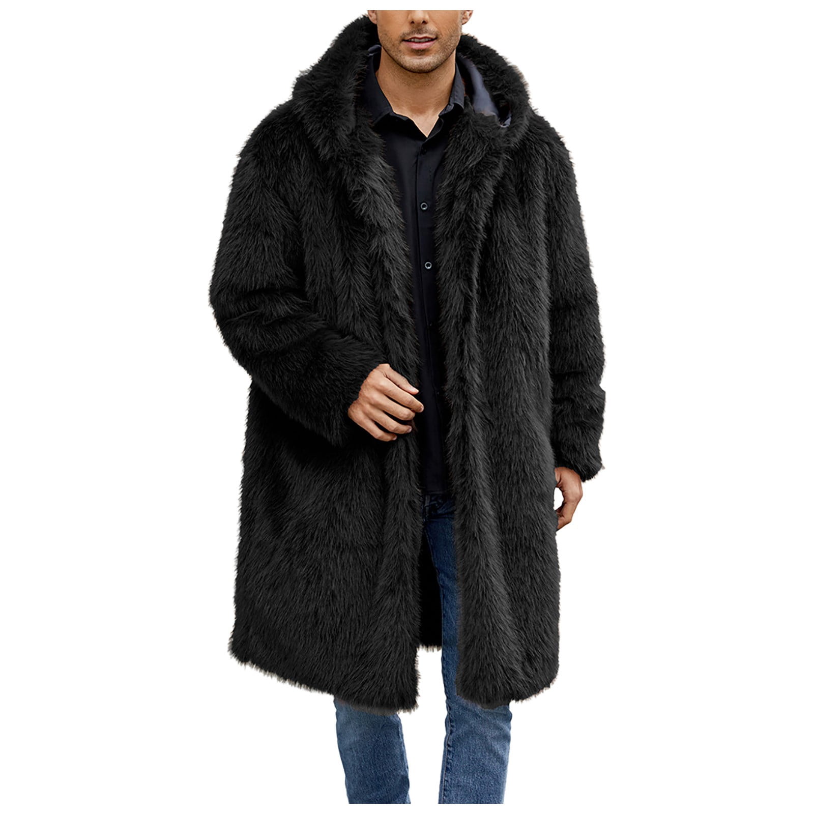 Coat for man Men's Long Overcoat Winter Jacket Warm Turn Down Collar ...