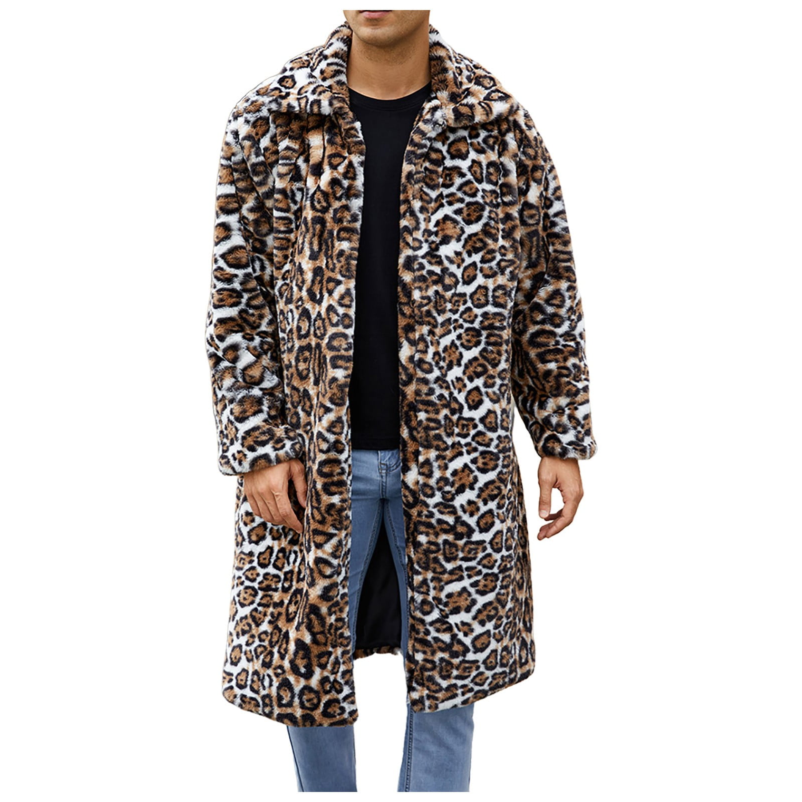 Coat for man Men's Mid-Length Jacket with Lapel Collar Winter Warm ...