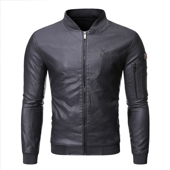 Coat for man Men's Motorcycle Jacket Fashion Stand Collar Slim Fit ...