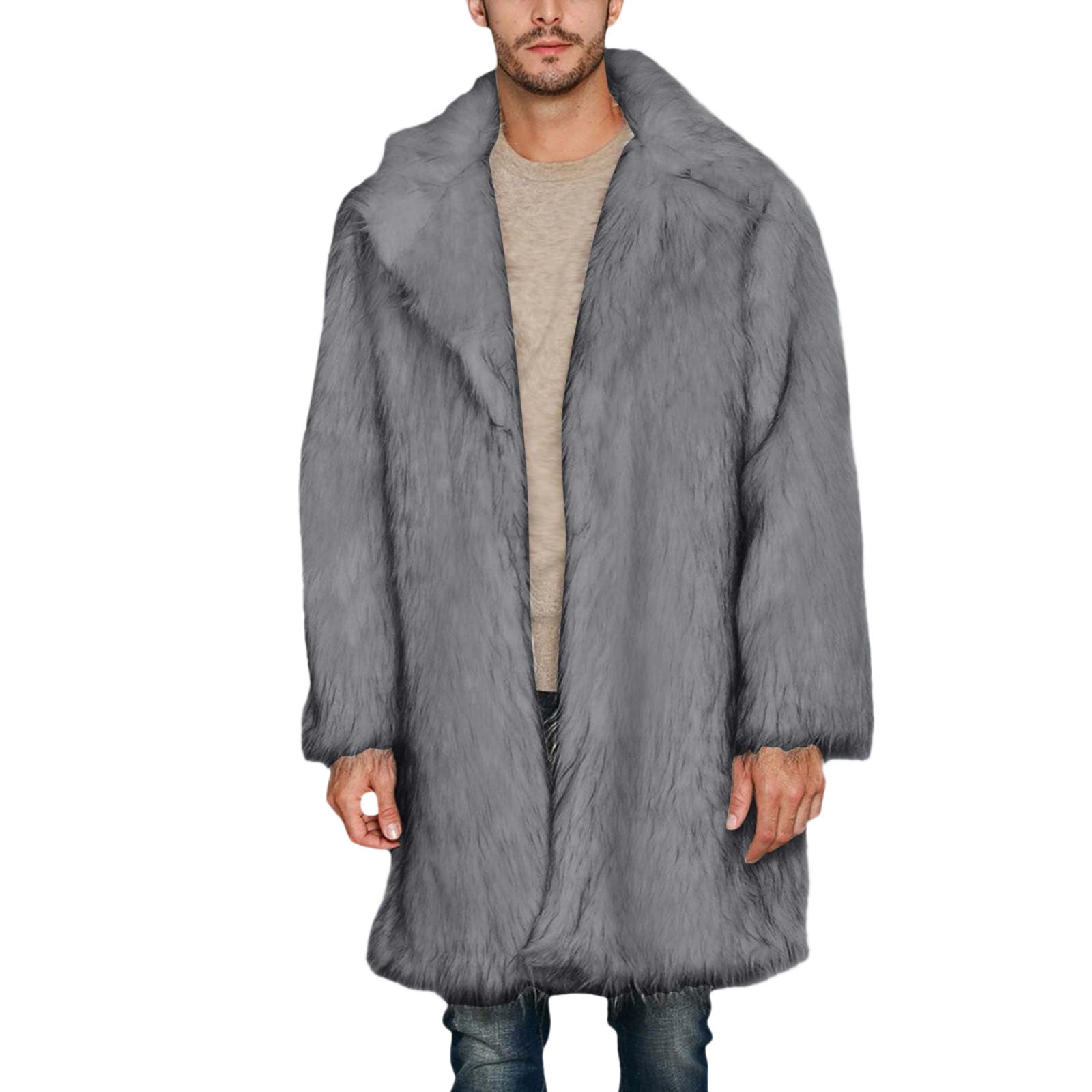 Coat for man Men's Winter Long Coat Jacket with Turn-Down Collar for ...