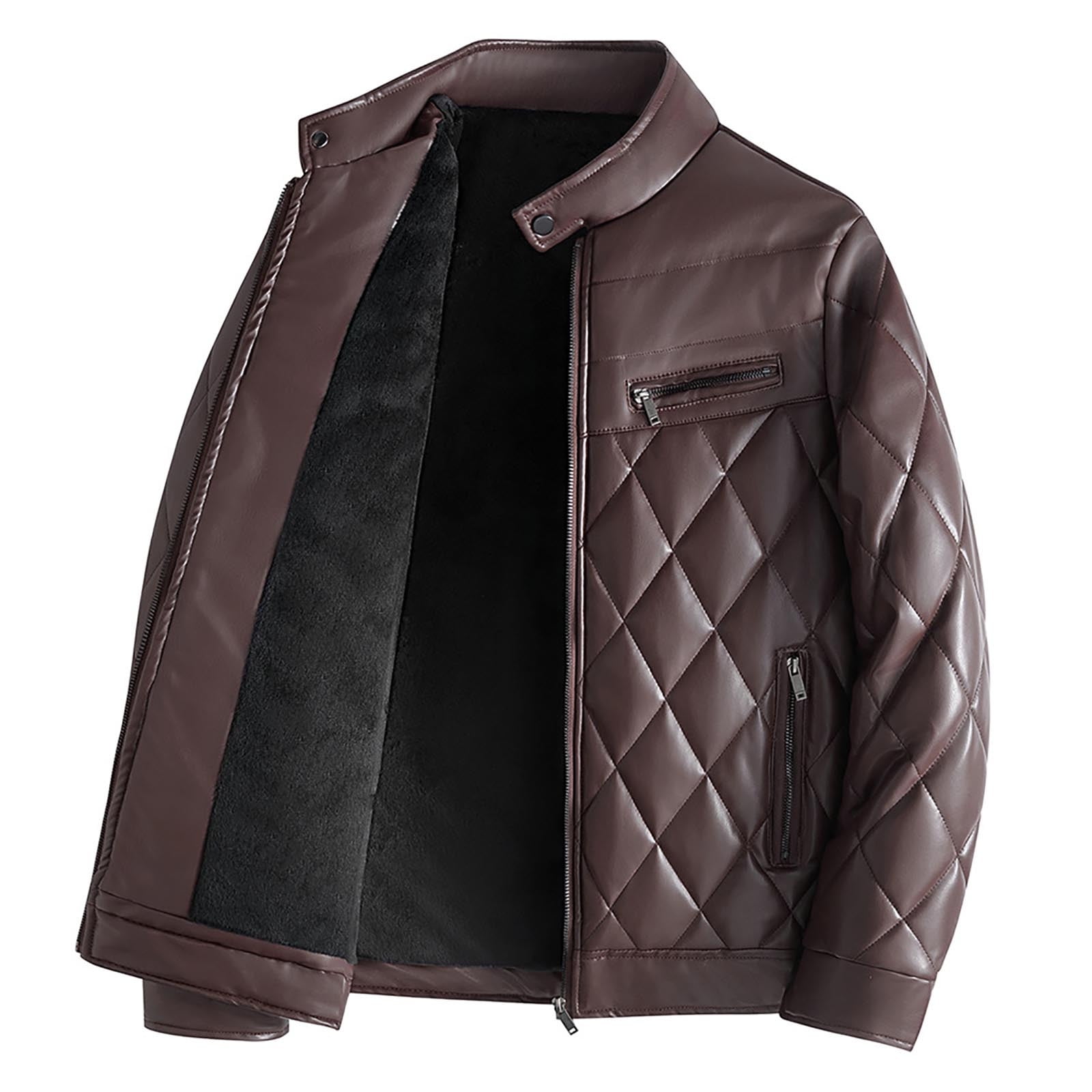 Coat for man Men's Winter Motorcycle Jacket PU Leather Padded Coat with ...