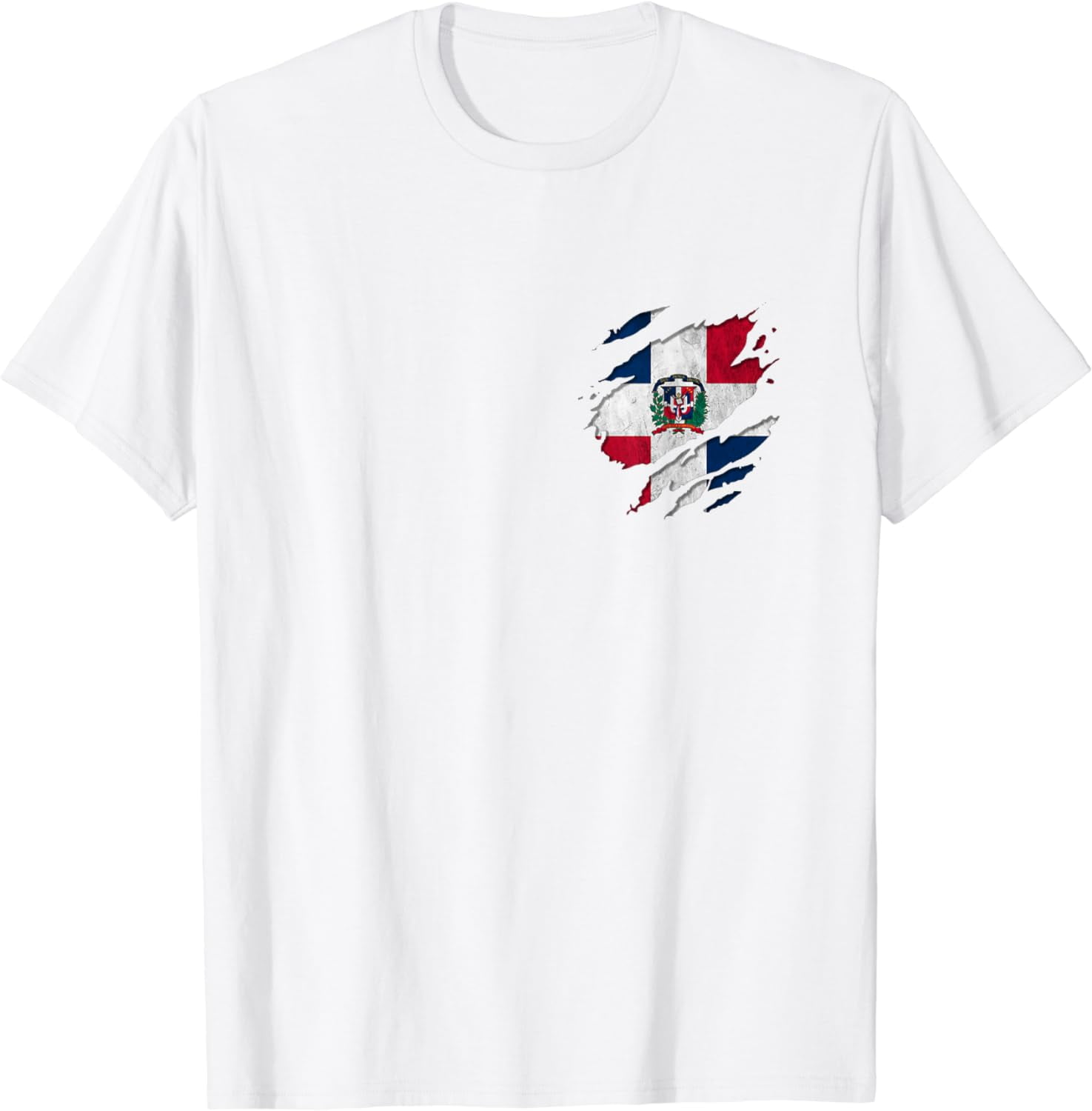 Coat of Arms Republica Dominicana Pocket Rip Dominican Flag T-Shirt ...