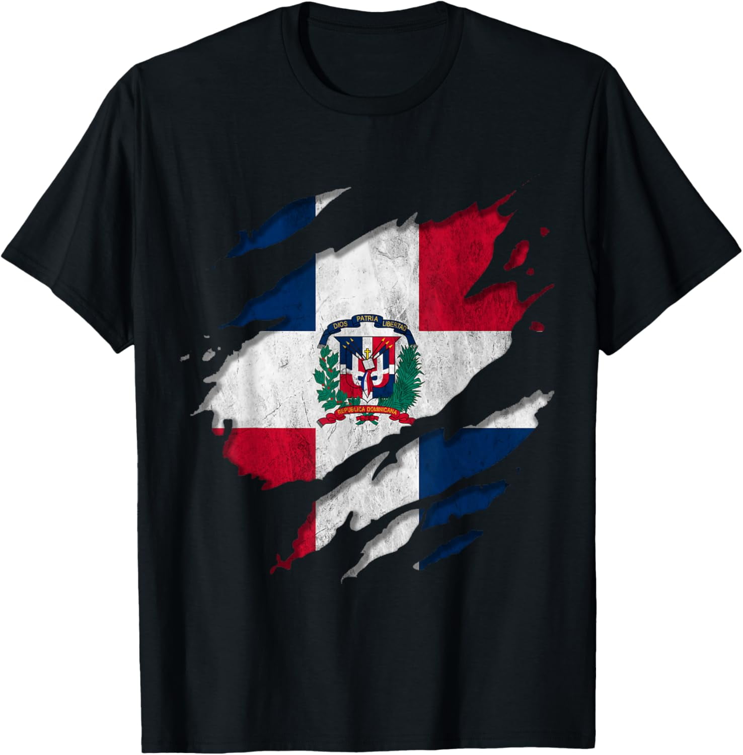 Coat of Arms Republica Dominicana Rip Reveal Dominican Flag T-Shirt ...