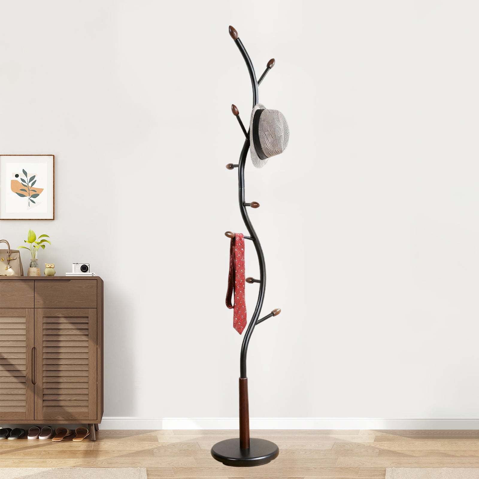Coat rack with 9 Hooks, Tree shaped Metal Coat Tree Freestanding for ...