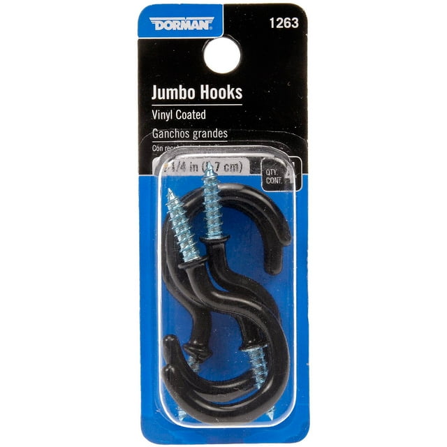 Coated Jumbo Hooks, Black, 4-Pack - Walmart.com
