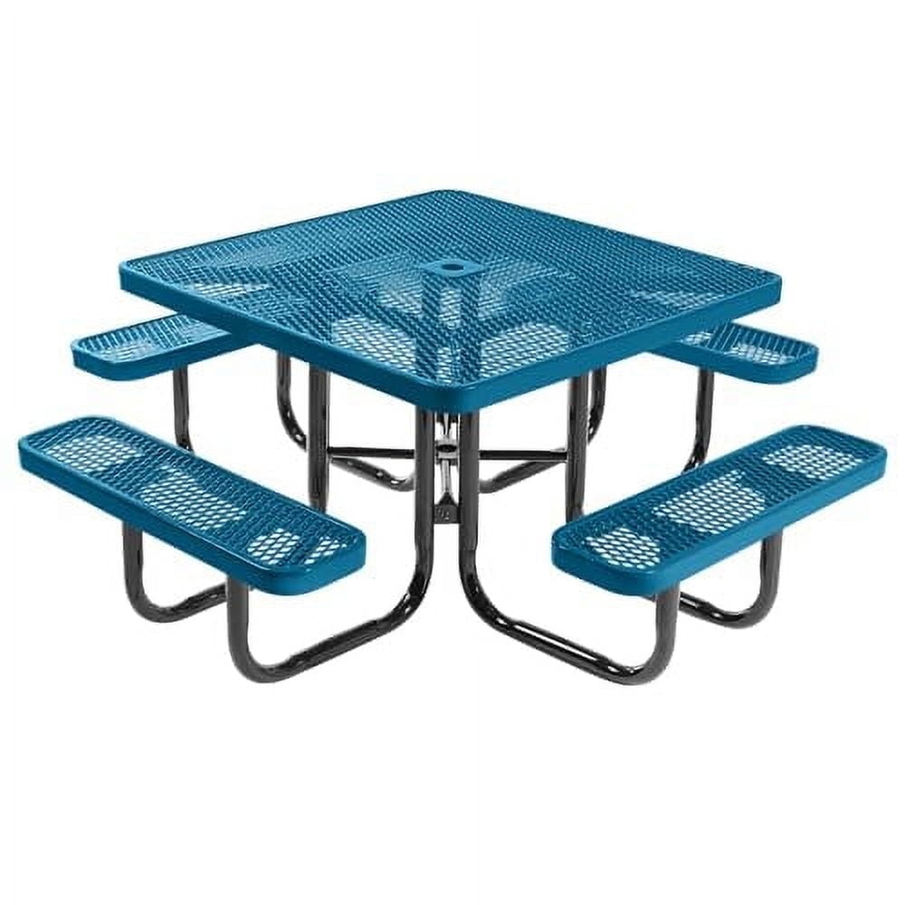 Coated Outdoor Furniture Blue Portable Picnic Table, Expanded Metal ...