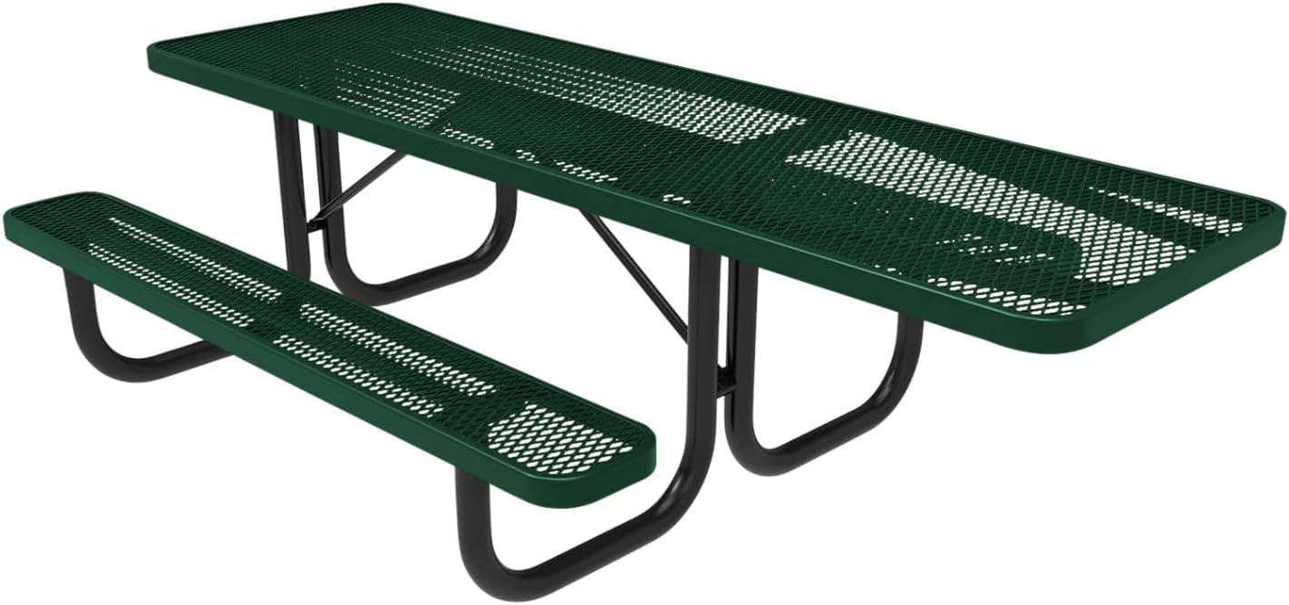Coated Outdoor Furniture Heavy-Duty Portable ADA-Compliant Outdoor Picnic Table, Expanded Metal ...