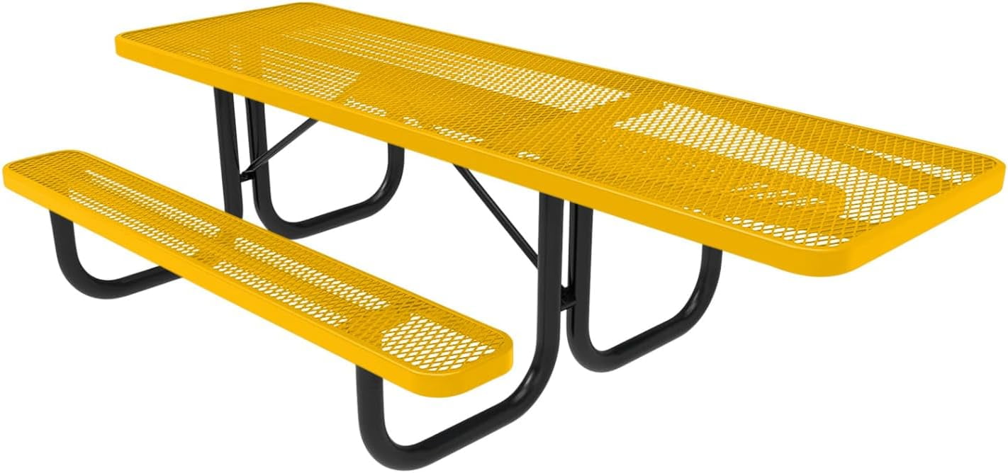 Coated Outdoor Furniture Heavy-Duty Portable ADA-Compliant Outdoor Picnic Table, Expanded Metal ...