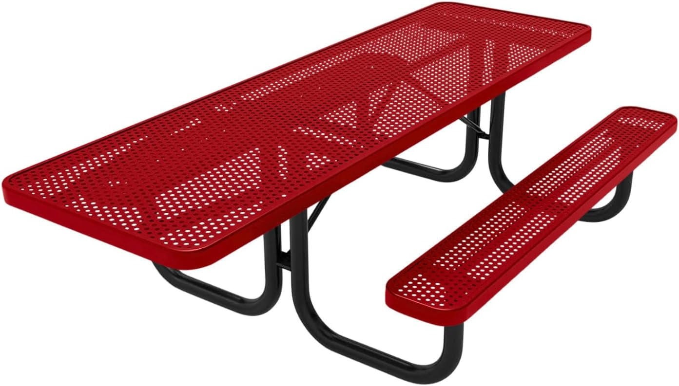 Coated Outdoor Furniture Heavy-Duty Portable ADA-Compliant Outdoor Picnic Table, Punched Steel ...